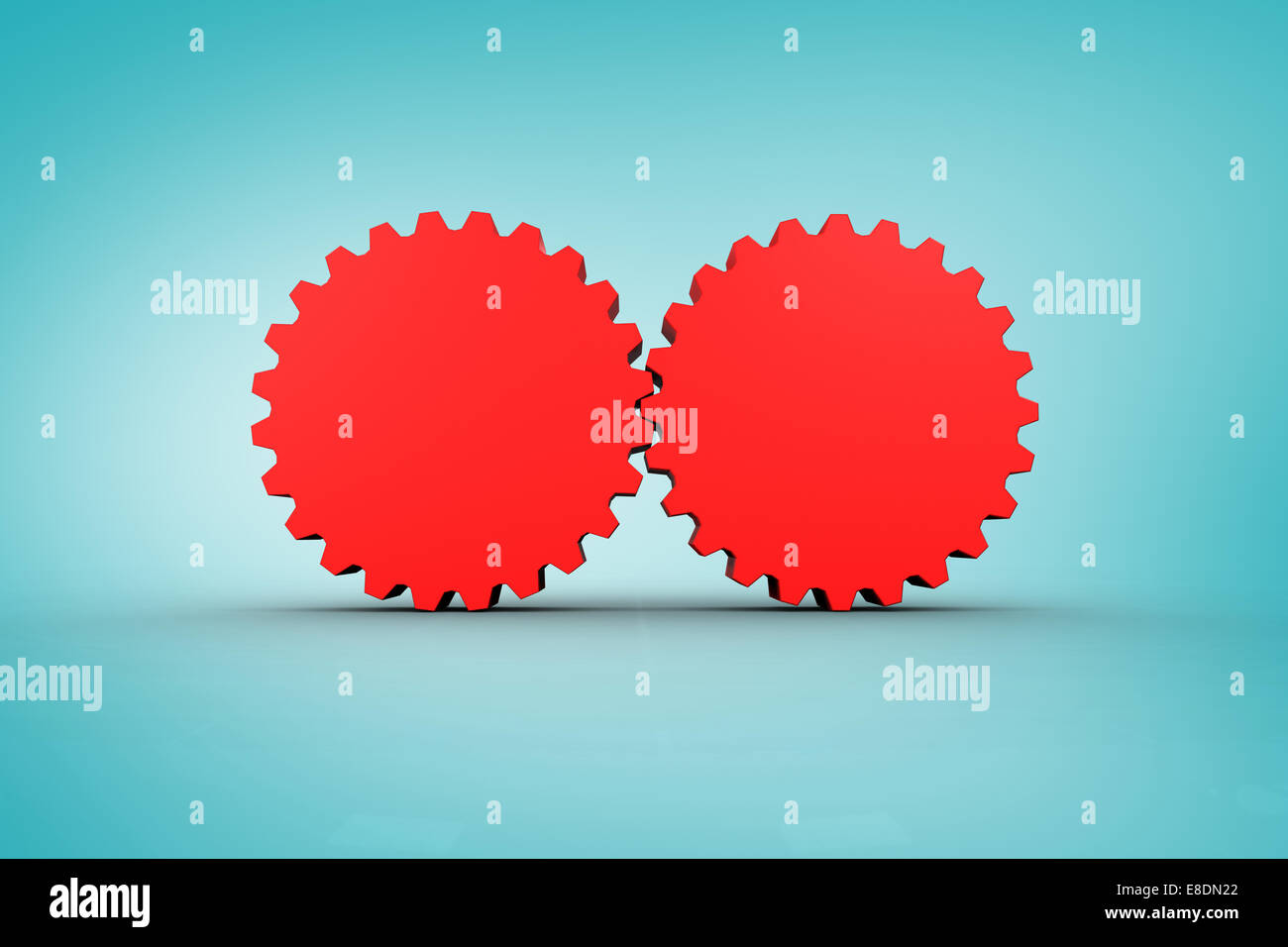 Composite image of red cog and wheel connecting Stock Photo - Alamy