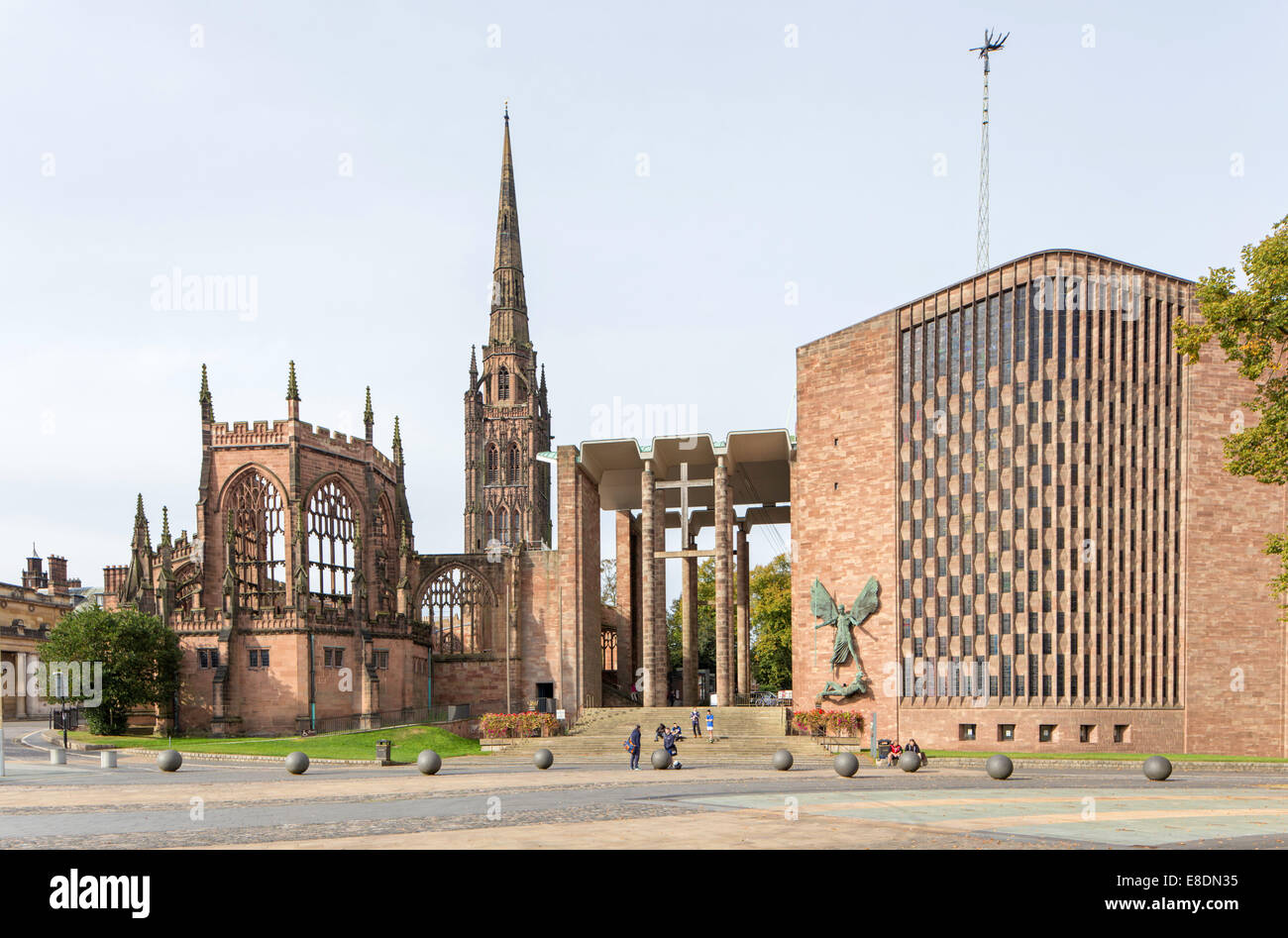 The ruins of the old and the adjoining new St Michael's Cathedral ...