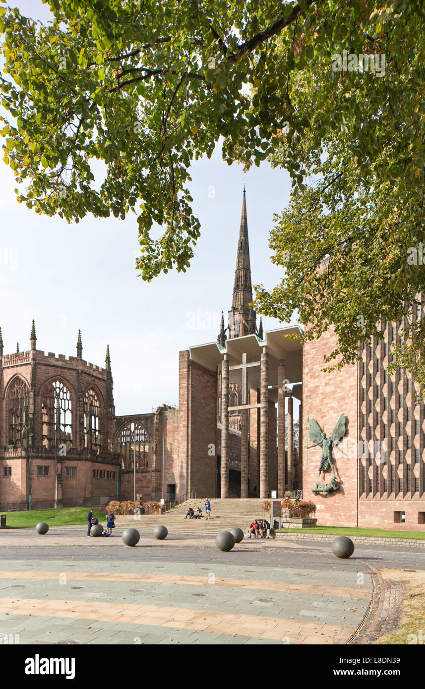 The ruins of the old and the adjoining new St Michael's Cathedral ...
