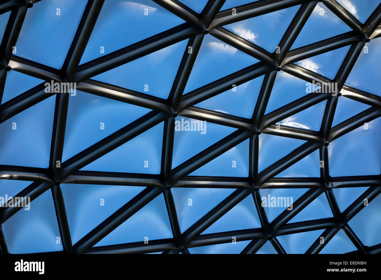 Geometric lines and shapes of the triodetic dome roof at the Bloedel ...
