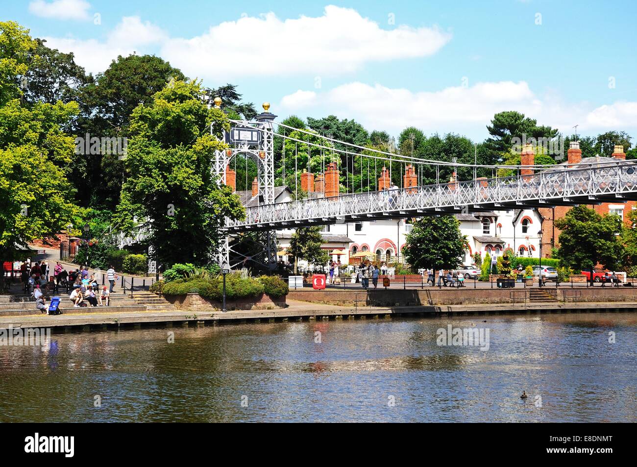 River Dee Suspension Bridge aka Queens Park Suspension bridge along the River Dee, Chester ...