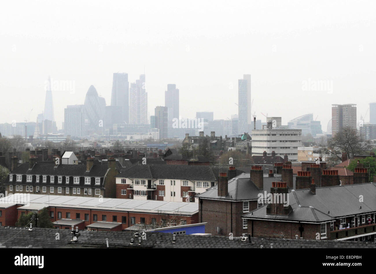 Recognisable London landmarks are shrouded in a thick layer of smog ...