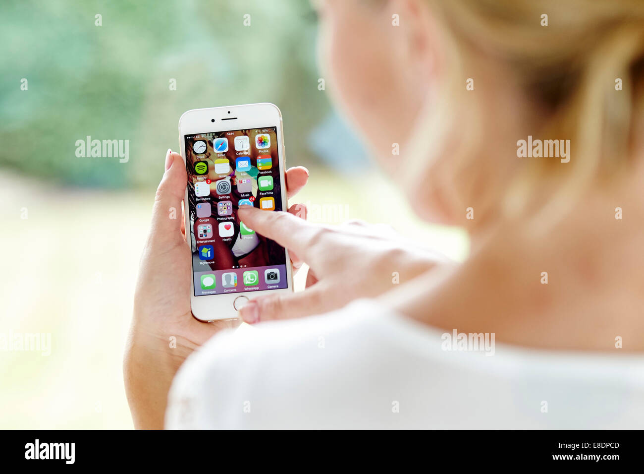 Beautiful girl using touch hi-res stock photography and images - Alamy