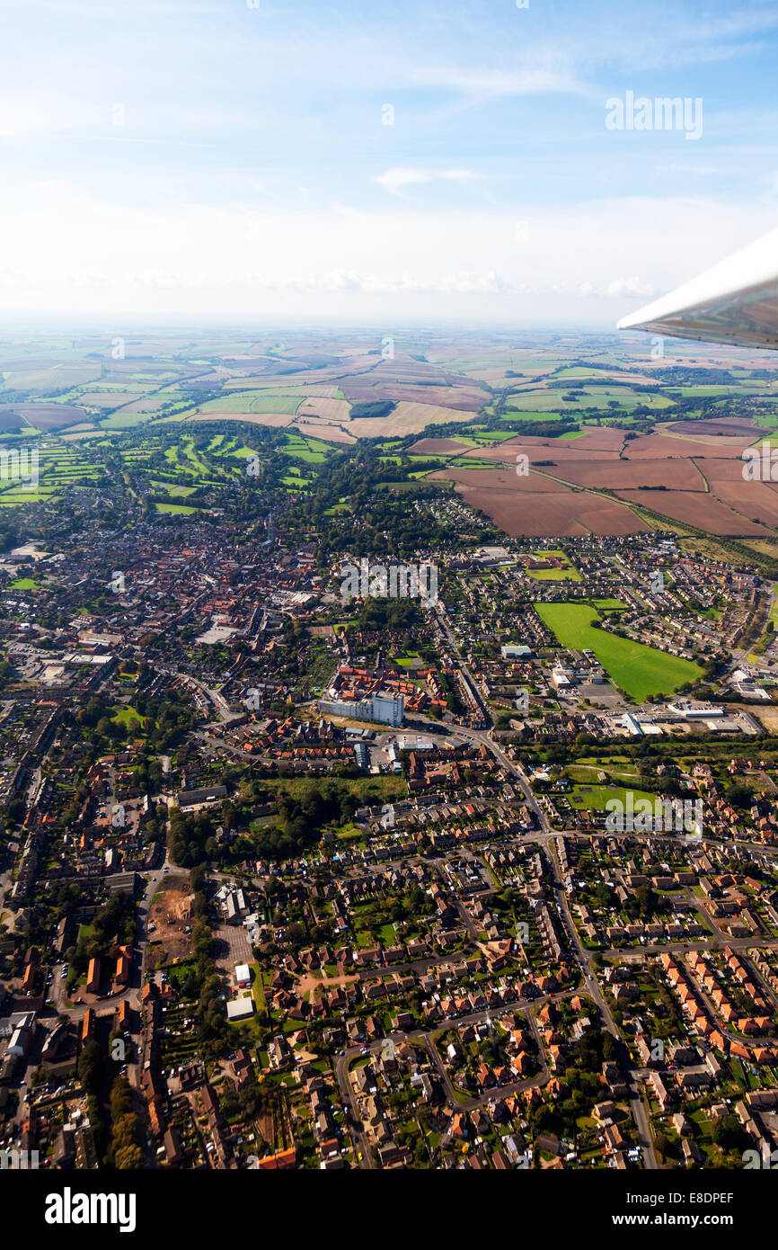 Louth Lincolnshire aerial view town houses homes church surrounding ...