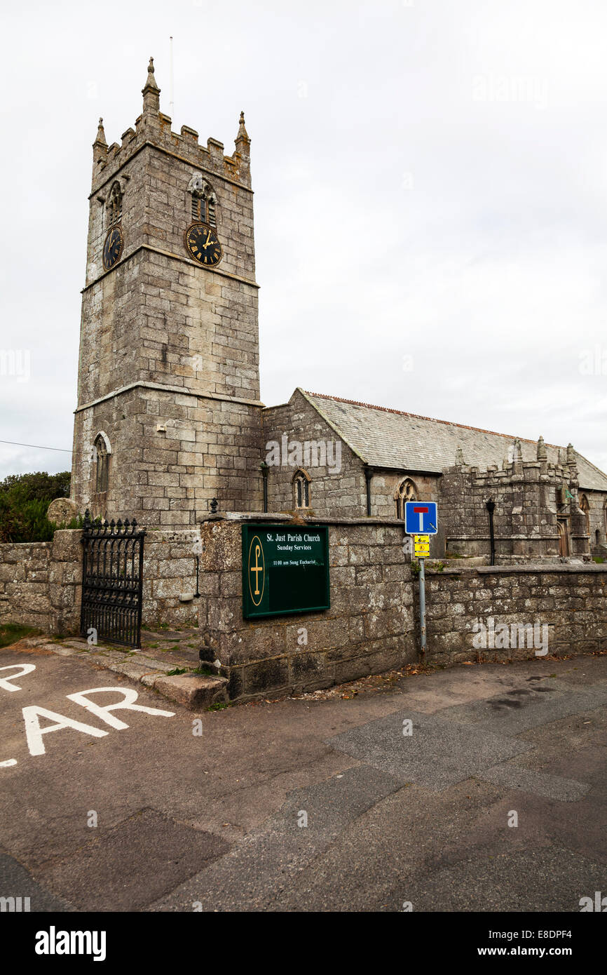 St Just Cornwall UK village centre parish church exterior facade ...