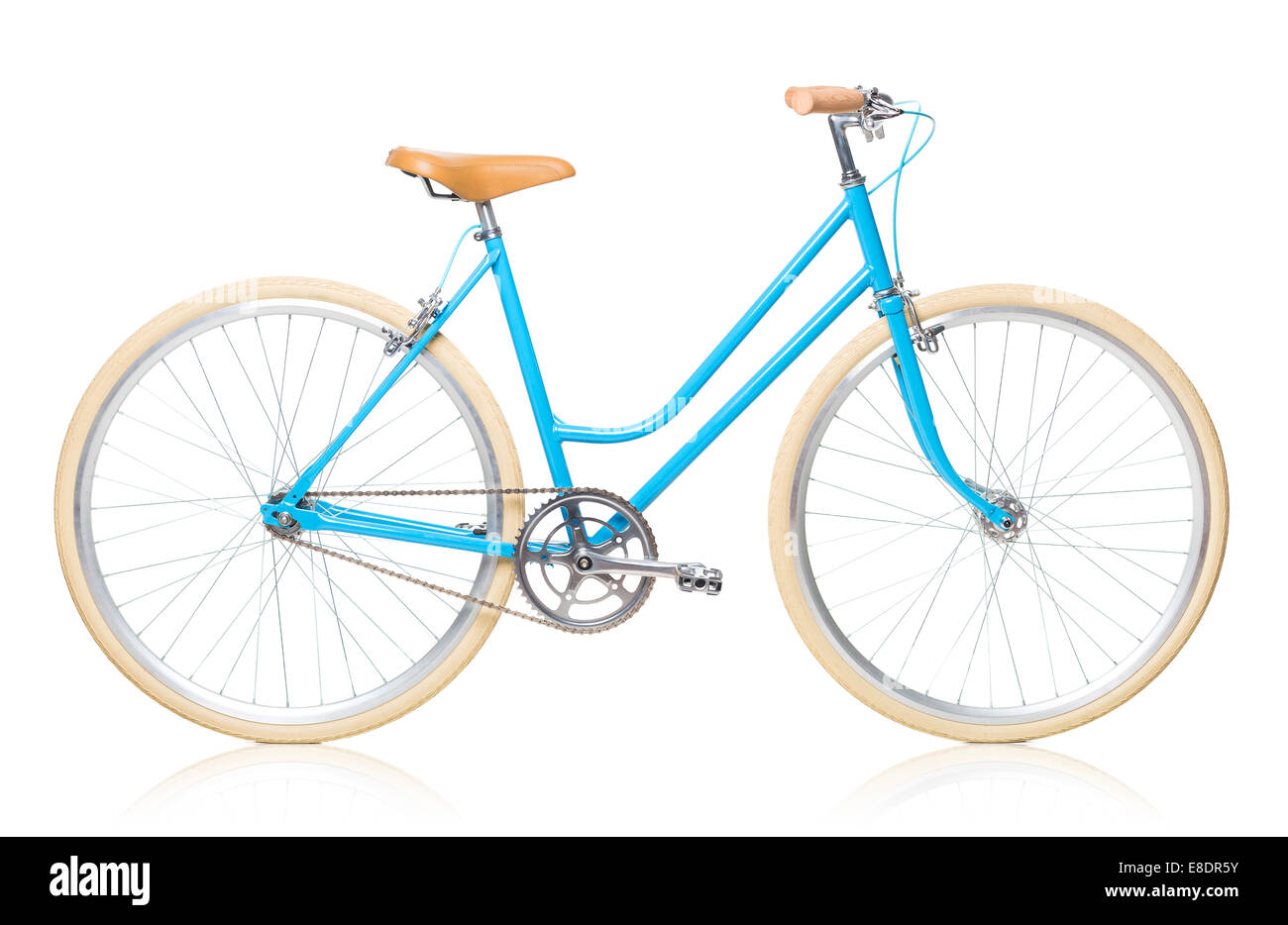 Stylish womens blue bicycle isolated on white background Stock Photo ...