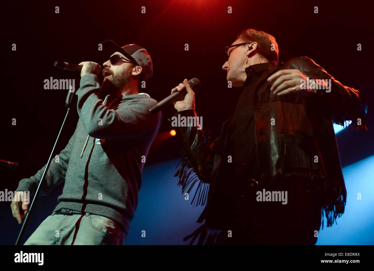 Berlin, Germany. 05th Oct, 2014. Rapper Sido (L) and the singer Marius ...