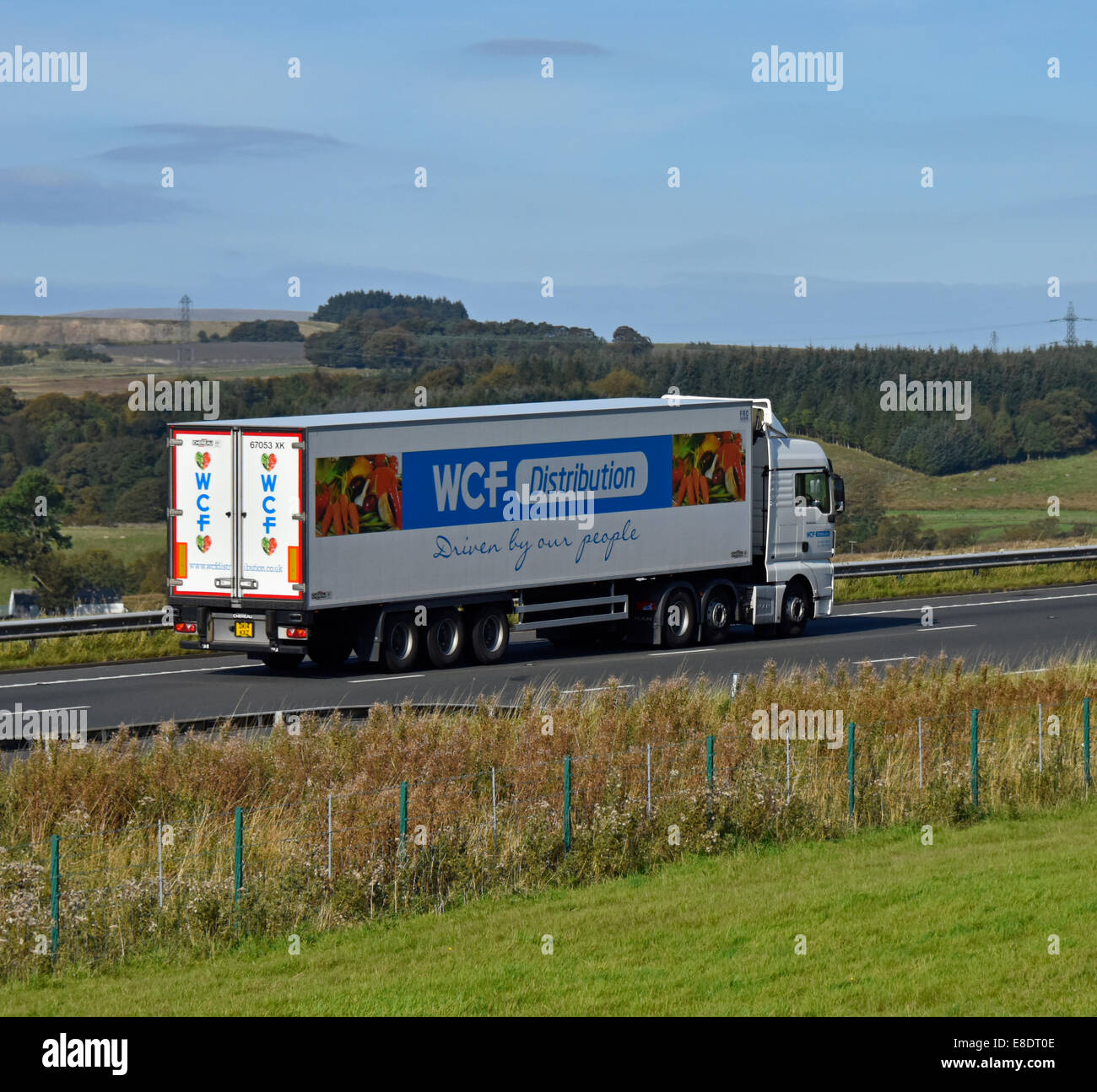 WCF Distribution HGV. M6 Motorway, northbound. Shap, Cumbria, England ...