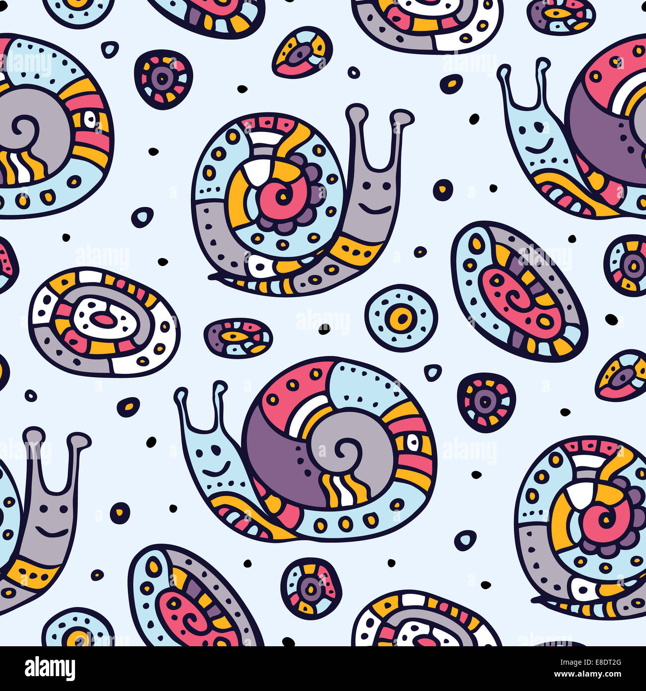 Seamless pattern of cartoon snails Stock Photo - Alamy