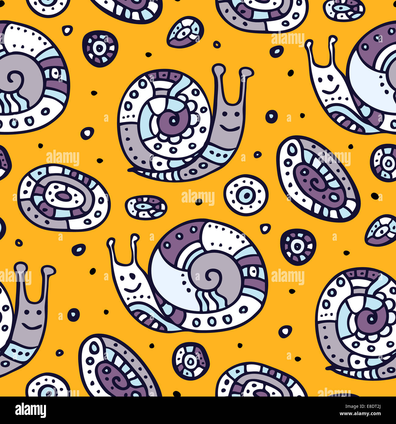 Seamless pattern of cartoon snails Stock Photo - Alamy