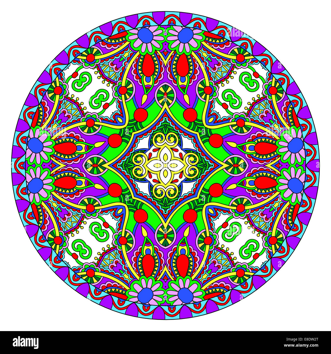 decorative design of circle dish template, round geometric patte Stock ...