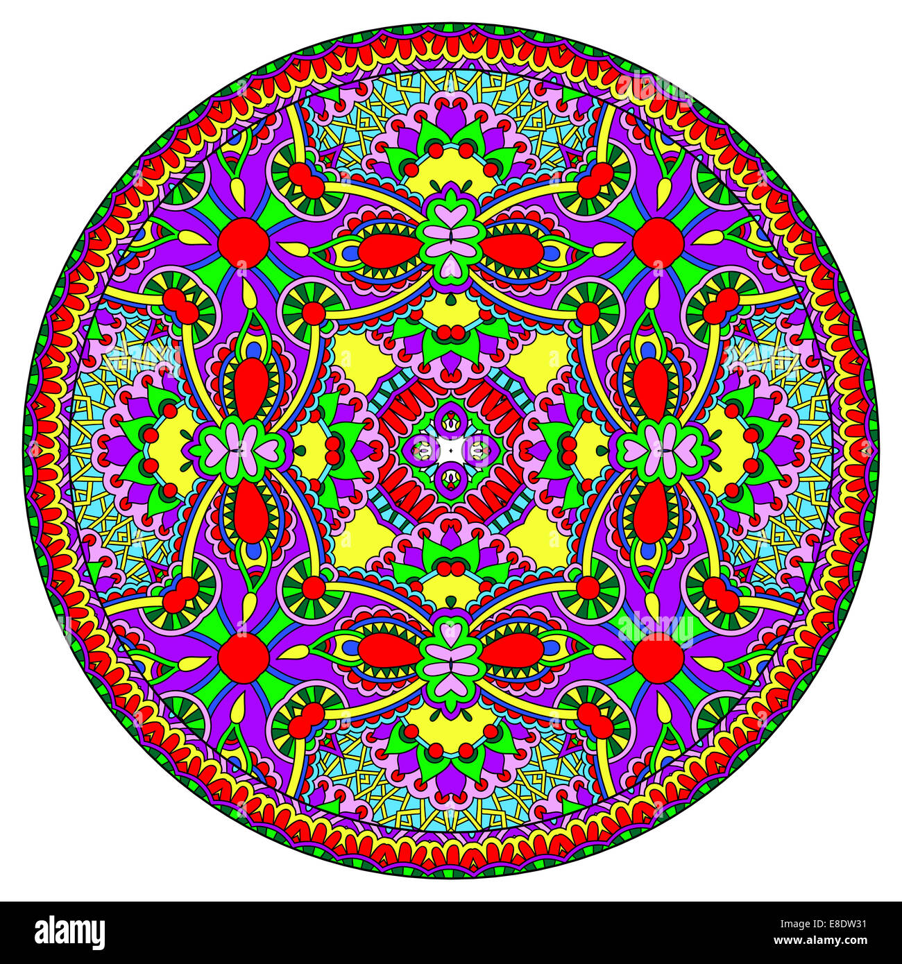 decorative design of circle dish template, round geometric patte Stock ...