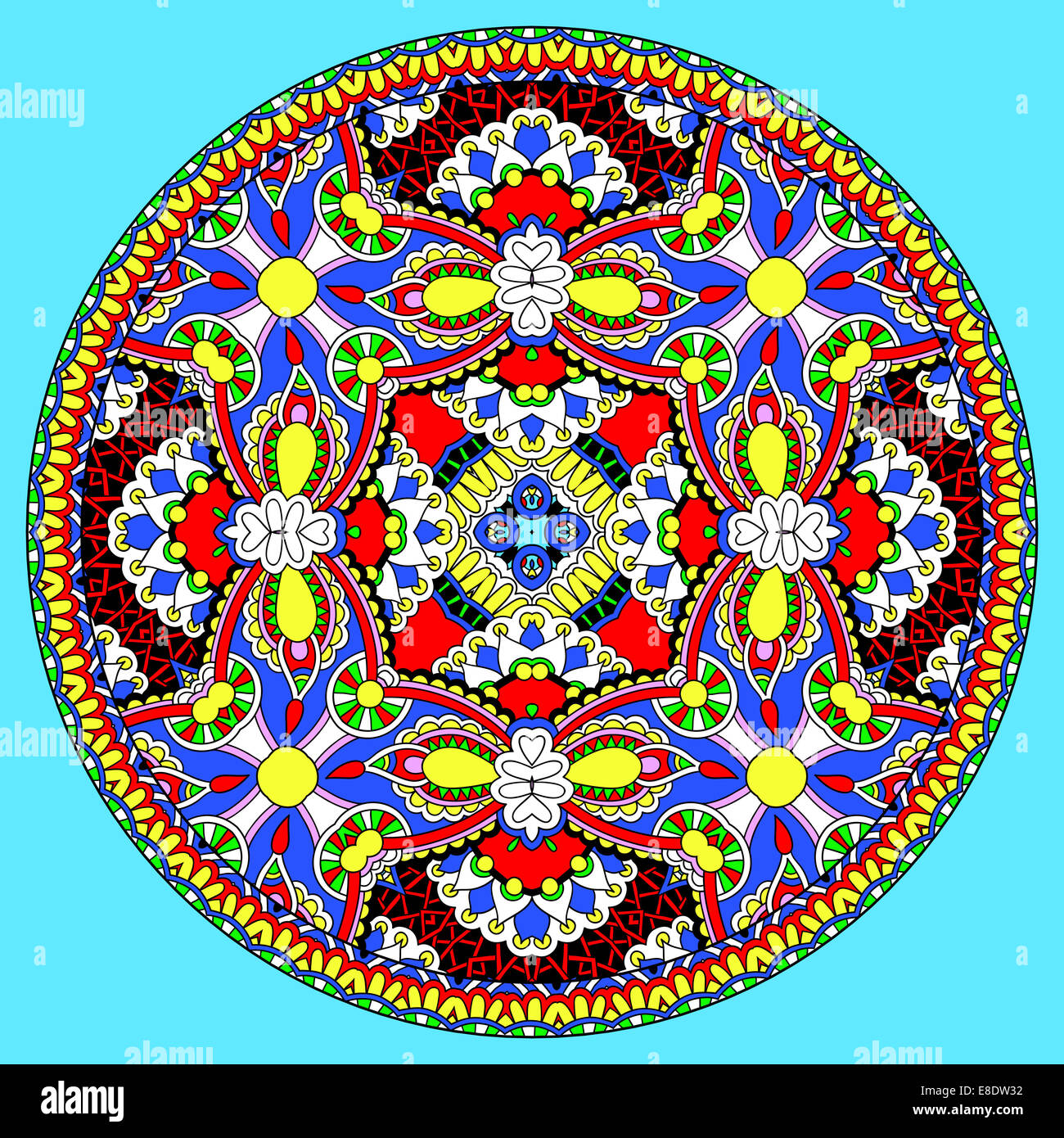 decorative design of circle dish template, round geometric patte Stock ...