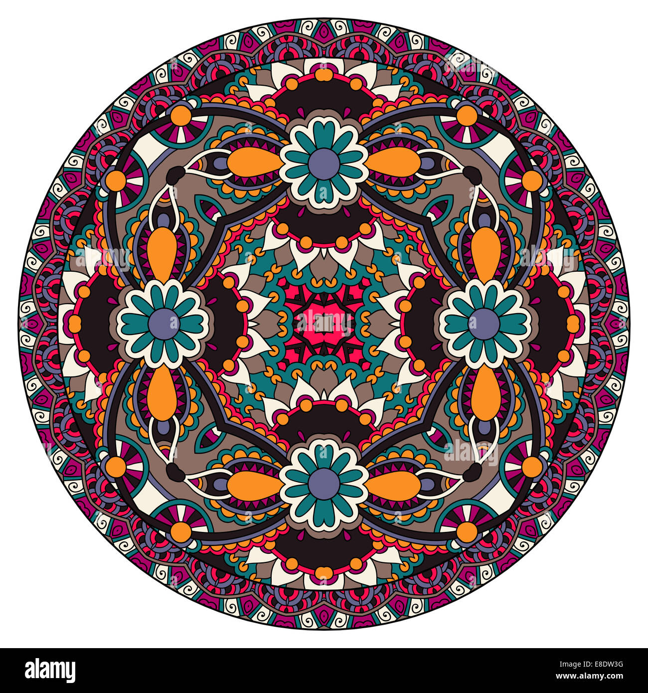 decorative design of circle dish template, round geometric patte Stock ...