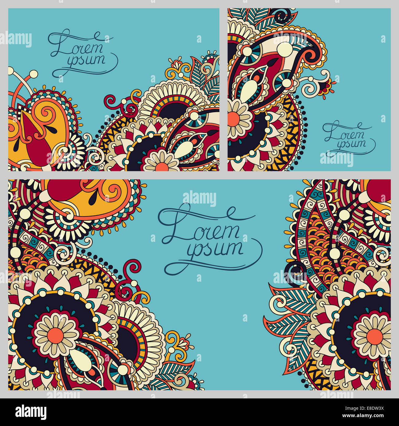 set of floral decorative background Stock Photo - Alamy