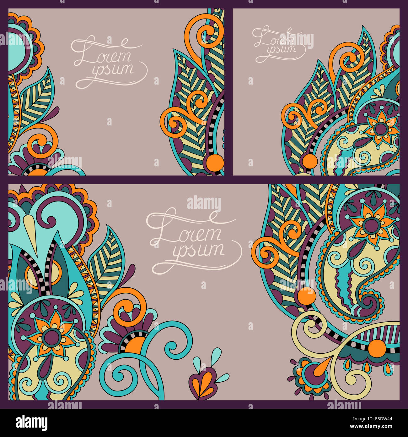 set of floral decorative background Stock Photo - Alamy