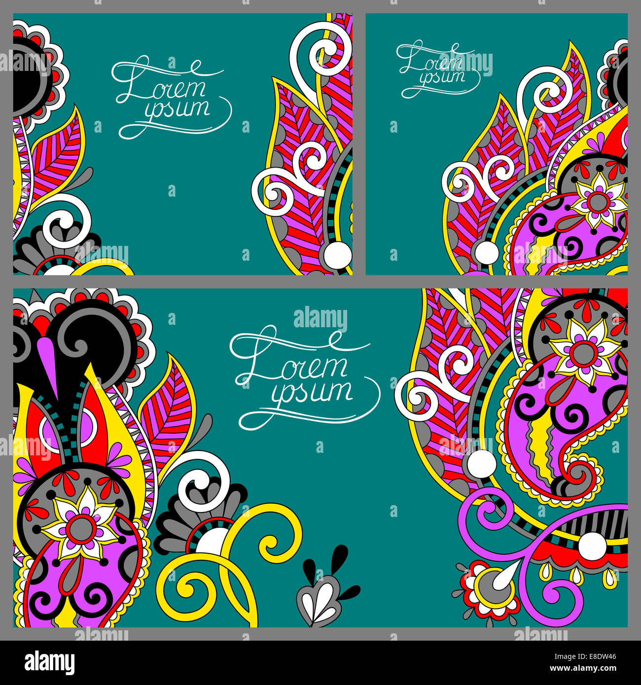 set of floral decorative background Stock Photo - Alamy