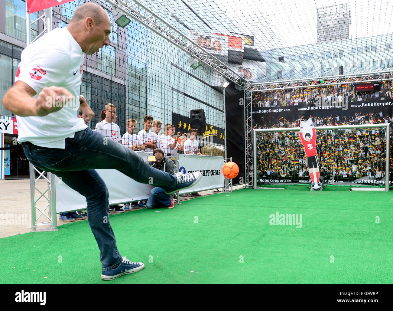 Prague, Czech Republic. 6th Oct, 2014. Robot Goalkeeper RoboKeeper was ...