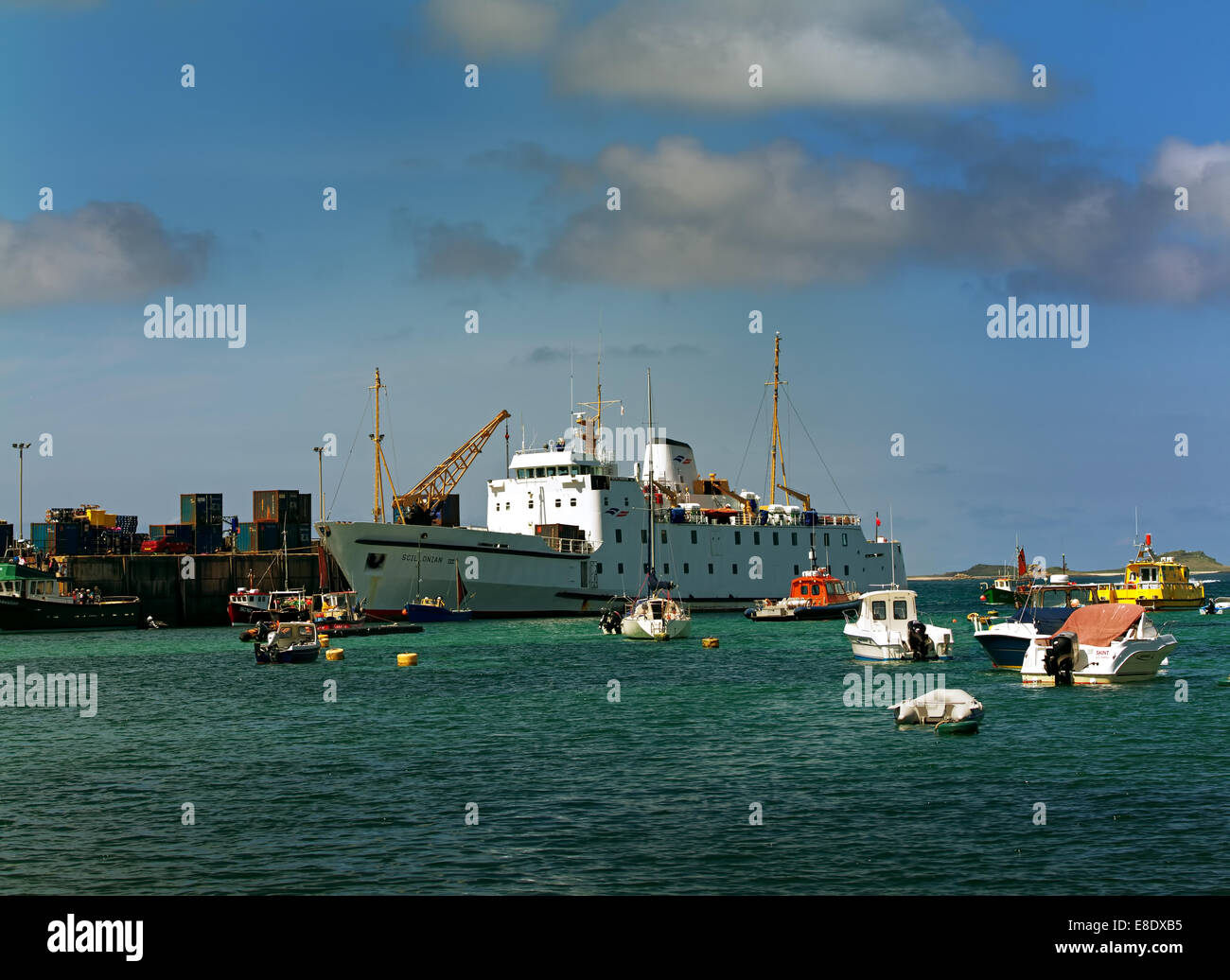 The Scillonian 3 unloading in St Marys Harbour Stock Photo - Alamy