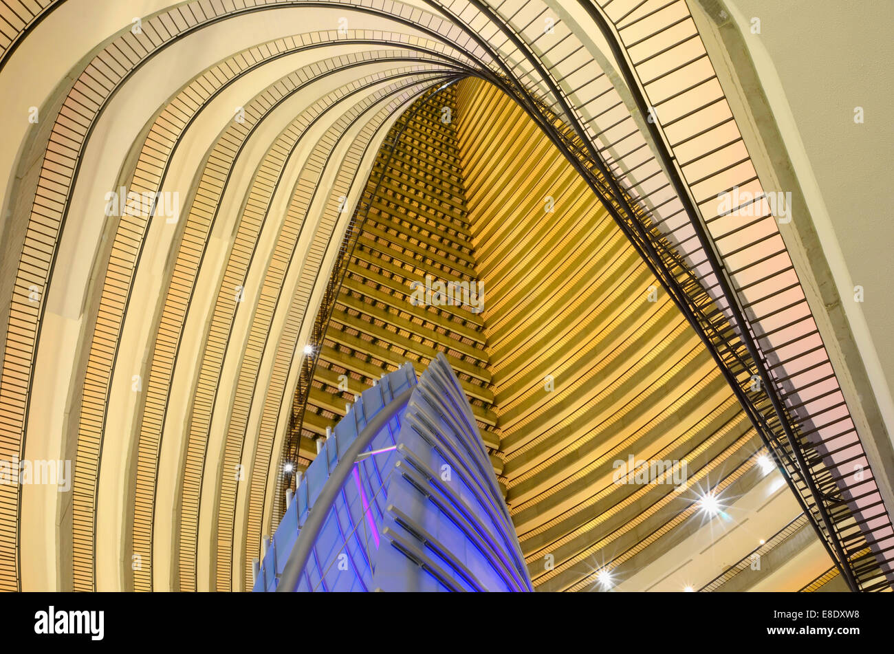 The interior 50 story open atrium of this building creates an ...