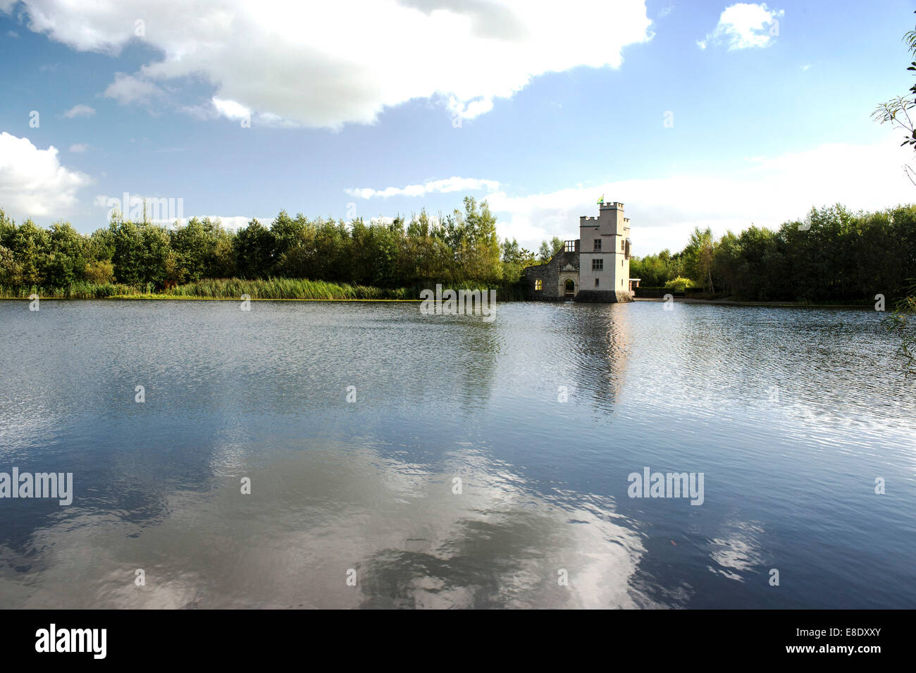 Castle folly and lake at the Oakfield Demesne, Raphoe, County Donegal ...