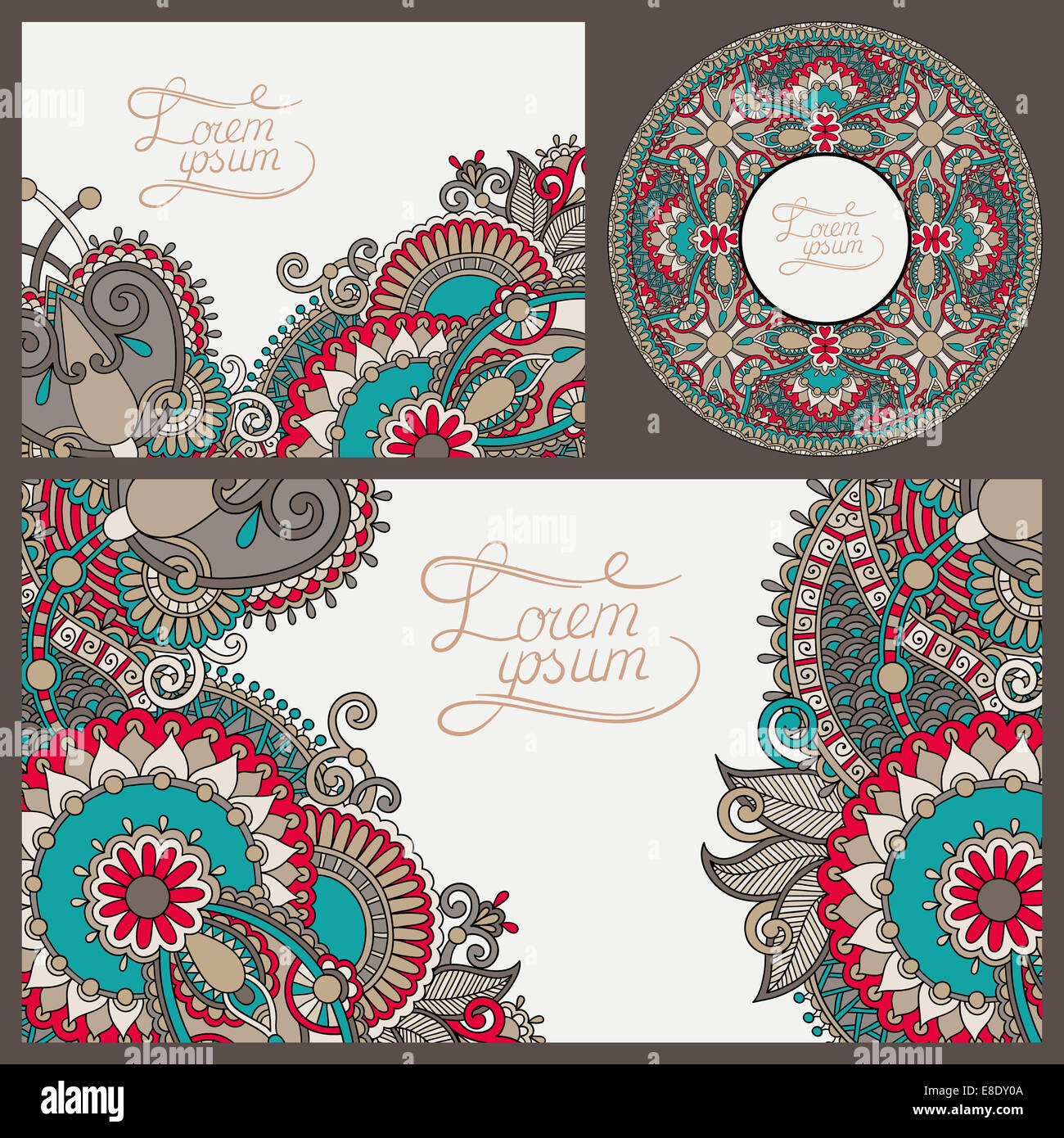 set of floral decorative background Stock Photo - Alamy