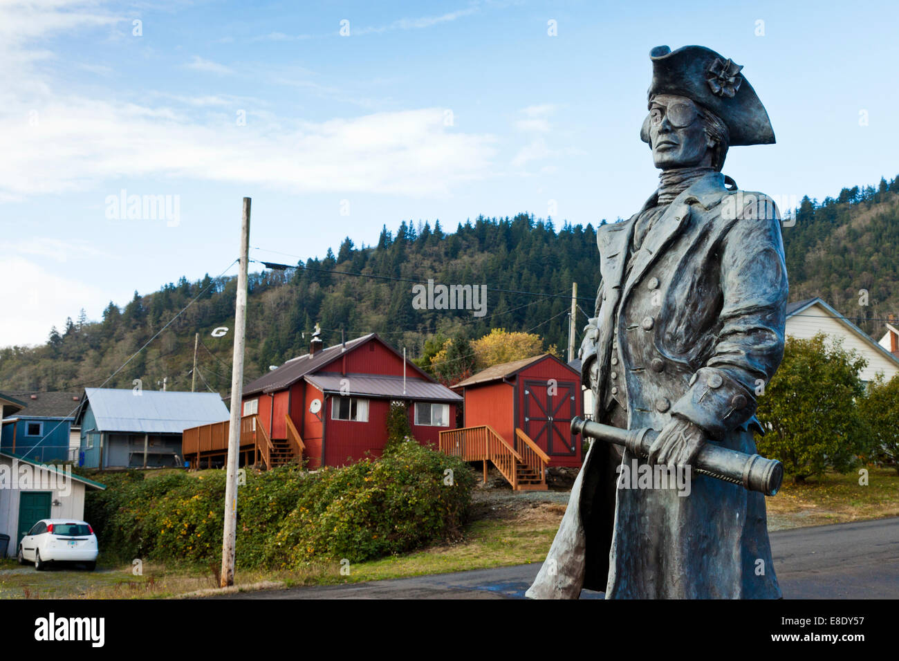 Statue of Captain Robert Gray with the Garibaldi G on the hillside ...
