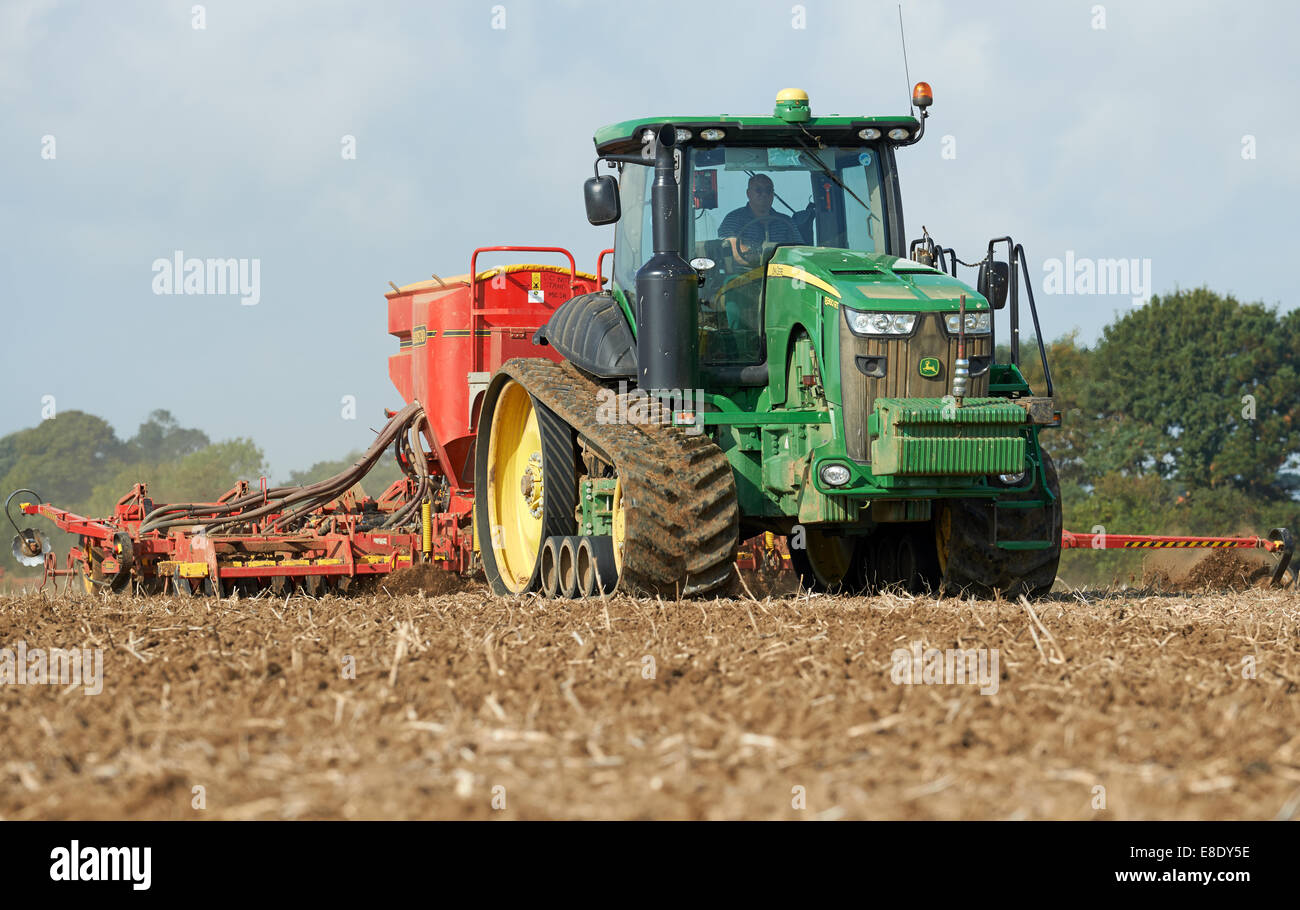 John Deere 8360 RT tractor with Vaderstad Rapid A 600S drill sewing ...