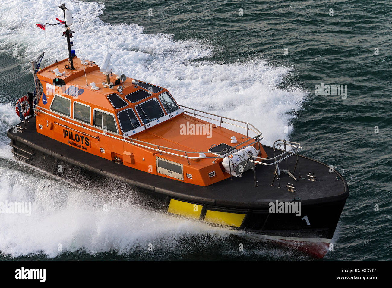 Pilot Boat Racing To Collect Pilot From Ship Southampton UK Stock Photo ...