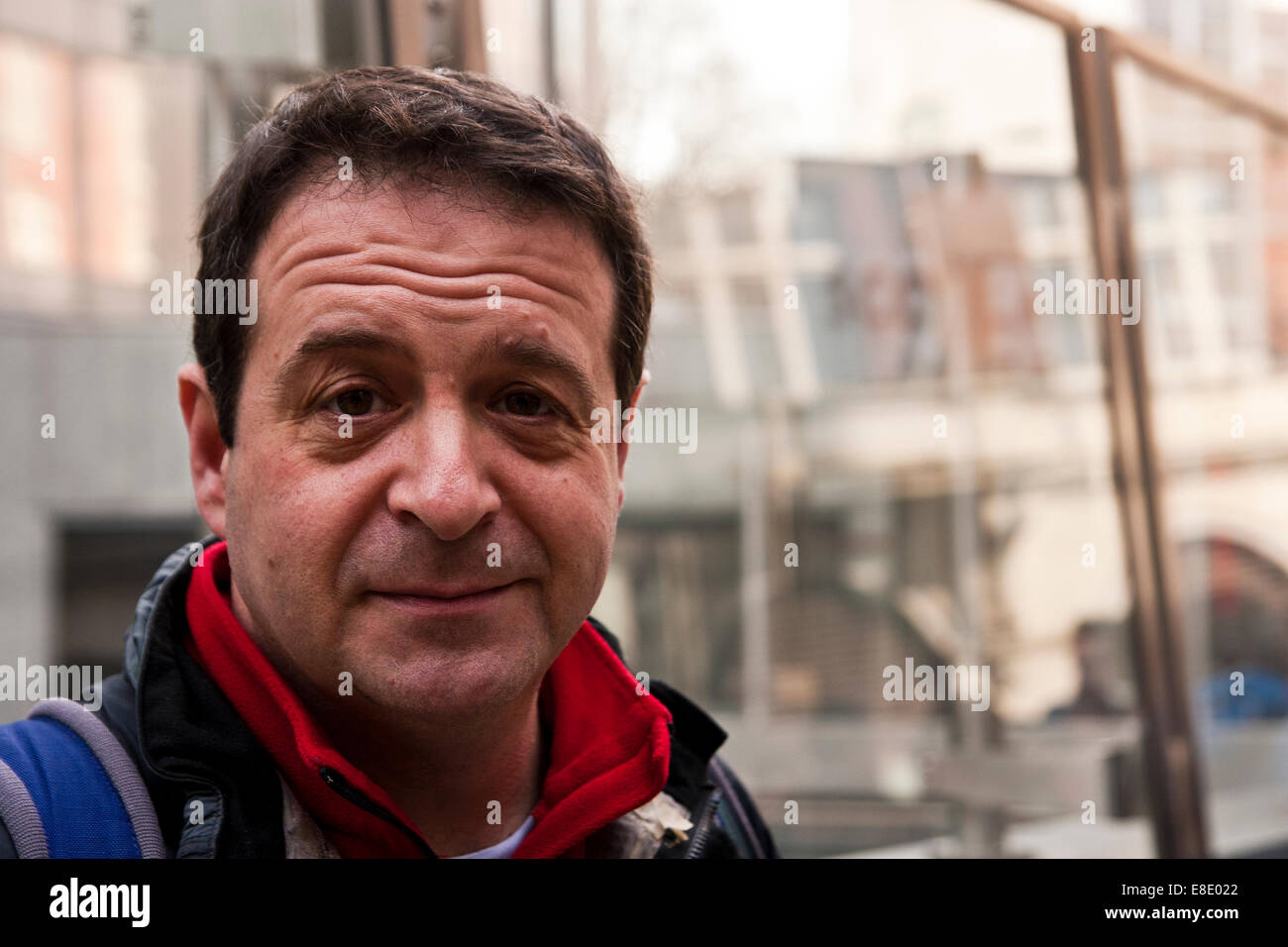 Comedian and activist Mark Thomas outside New Scotland Yard in London ...