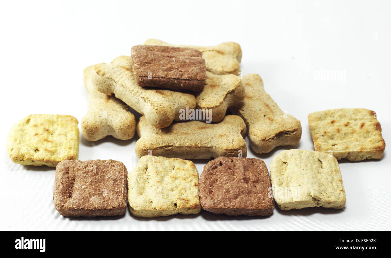 Assorted dog bones on a white background Stock Photo - Alamy