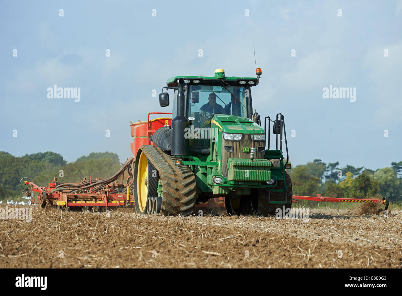 John Deere 8360 RT tractor with Vaderstad Rapid A 600S drill sewing ...