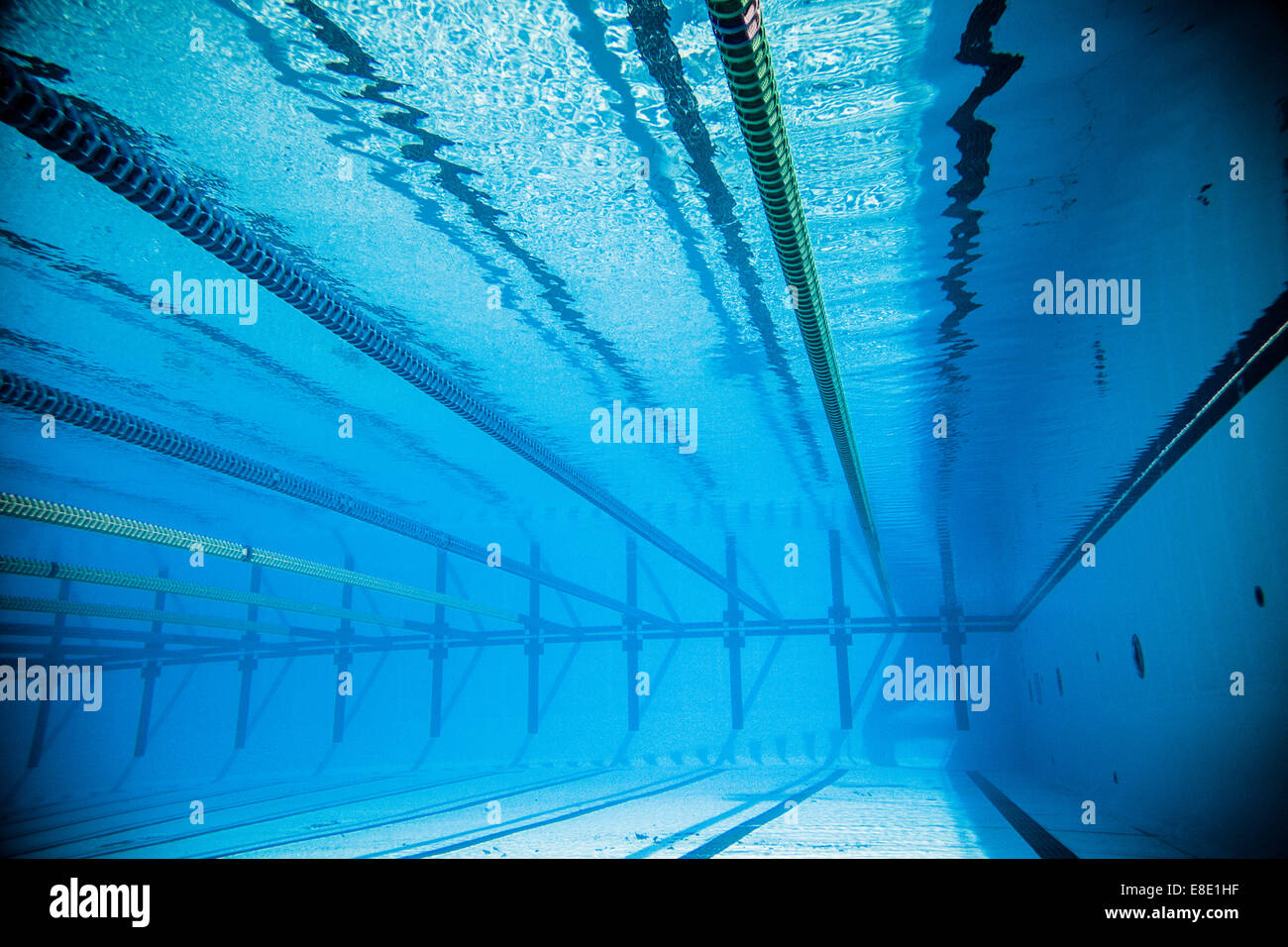 Empty 50m Olympic Outdoor Pool and Dividing lines from Underwater Stock ...