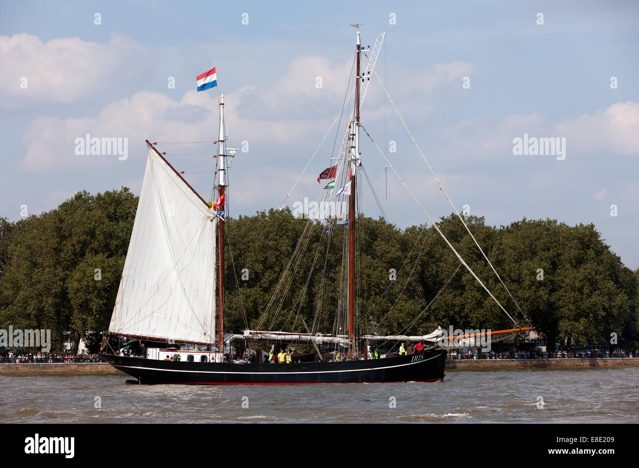 The Iris, a traditional Dutch herring-lugger, taking part in the parade ...