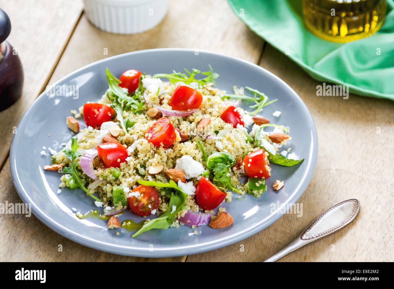 Quinoa with Feta ,Almond and Rocket salad Stock Photo - Alamy