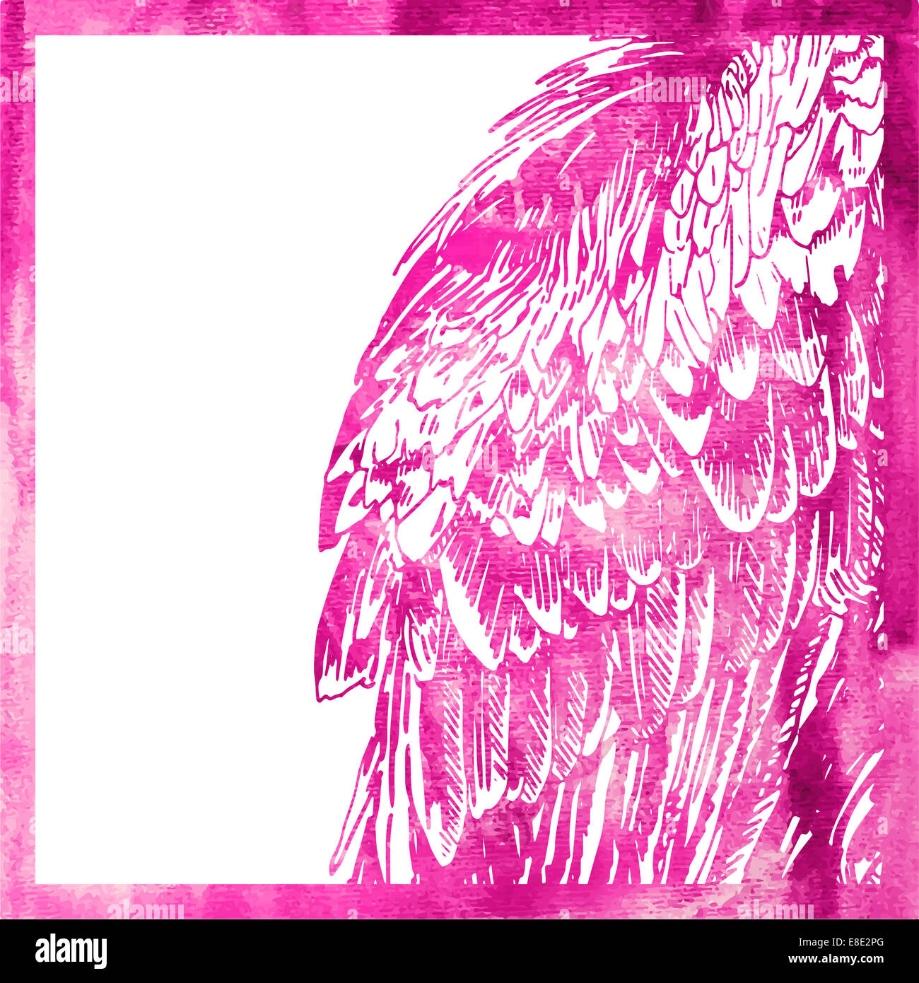 watercolor animal background in pink color, wing of bird, vector Stock ...