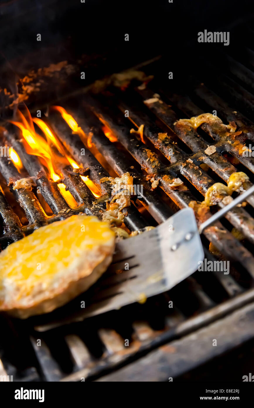 cheeseburgers on the grill, BBQ Stock Photo - Alamy