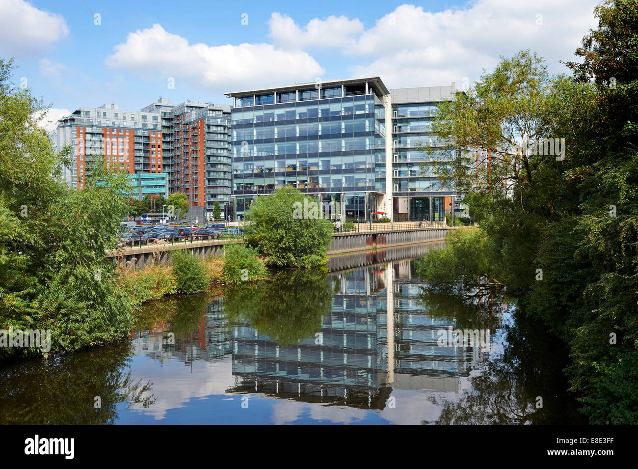 The River Aire Leeds, Whitehall business district, on the west side of ...