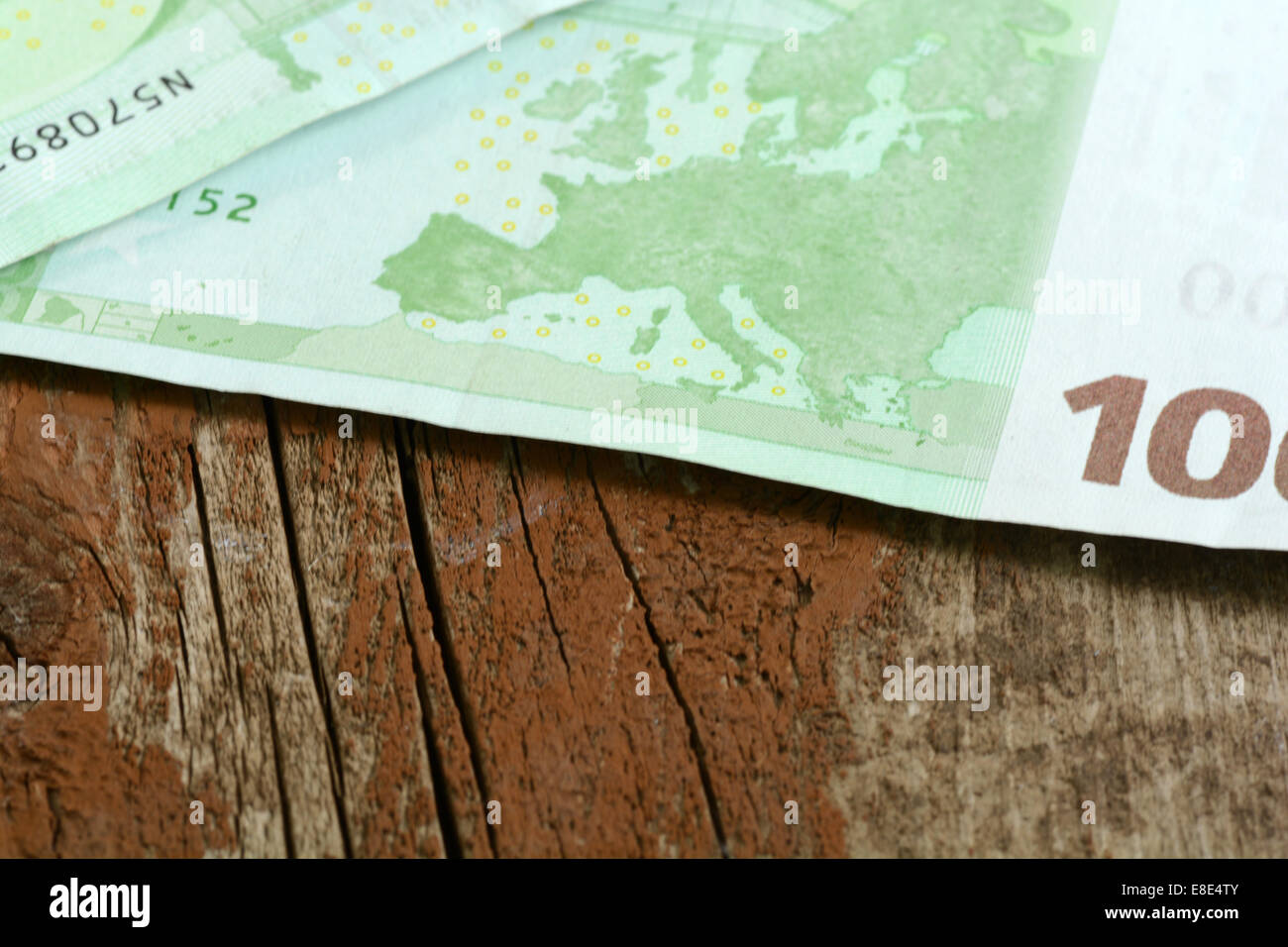 Close-up of 100 Euro banknotes isolated on white background Stock Photo ...