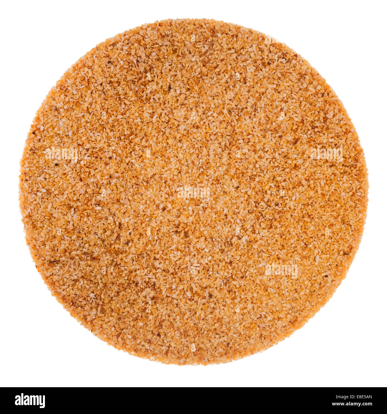 Garlic Powder Texture on a Perfect Circle and Isolated on White ...