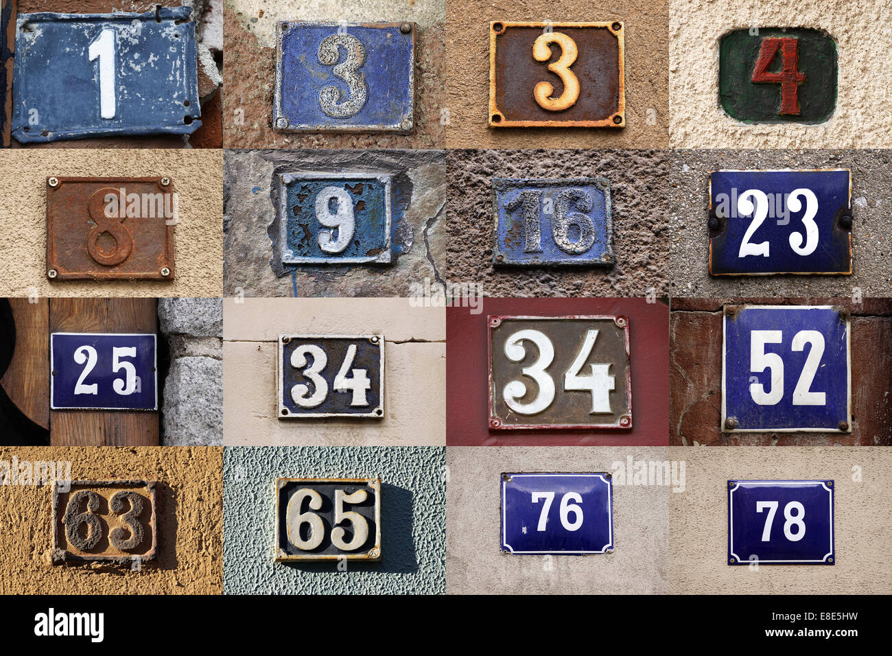 House numbers in different styles and colors (concept for real estate ...