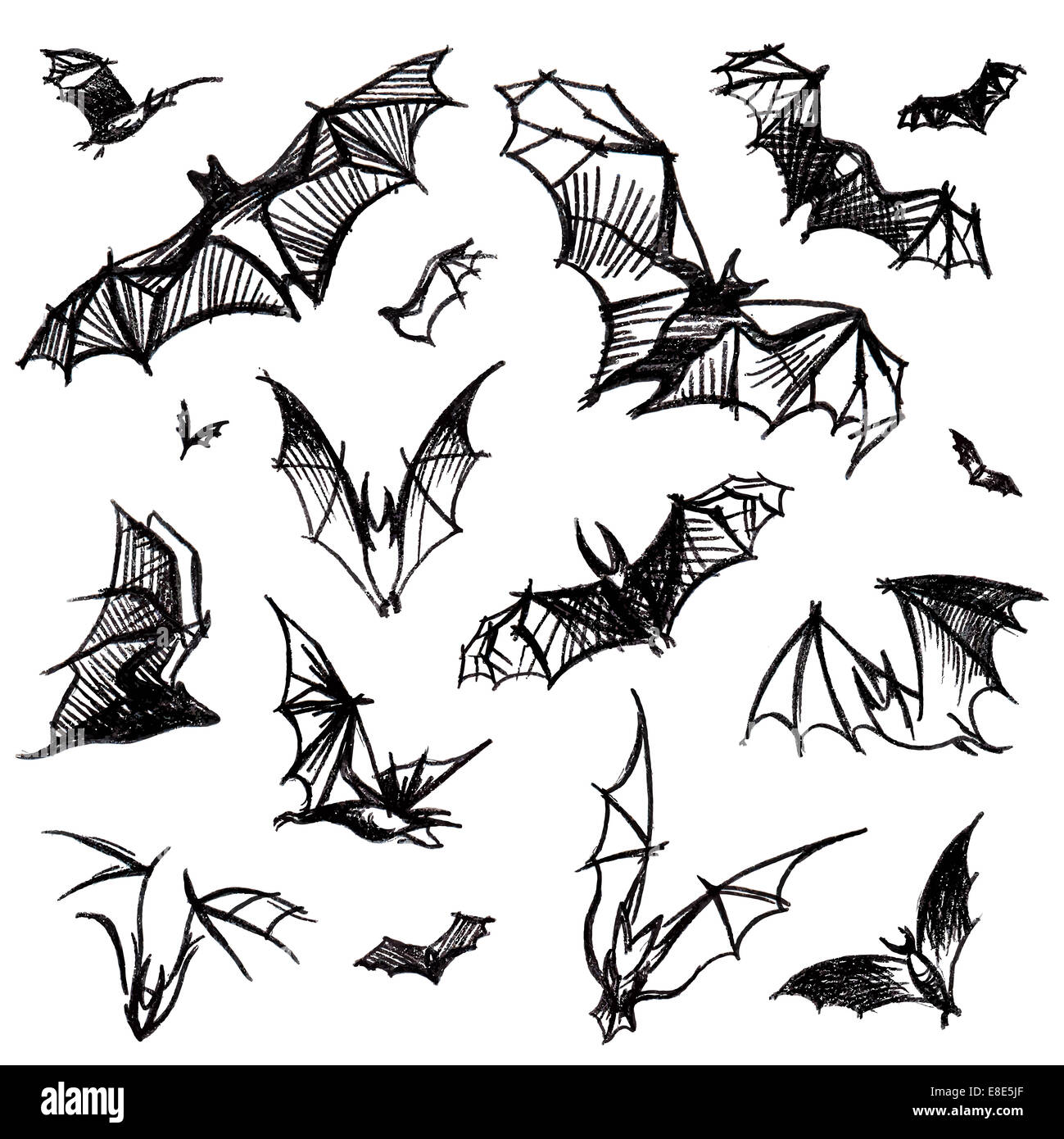 Flying isolated grunge bats Stock Photo - Alamy