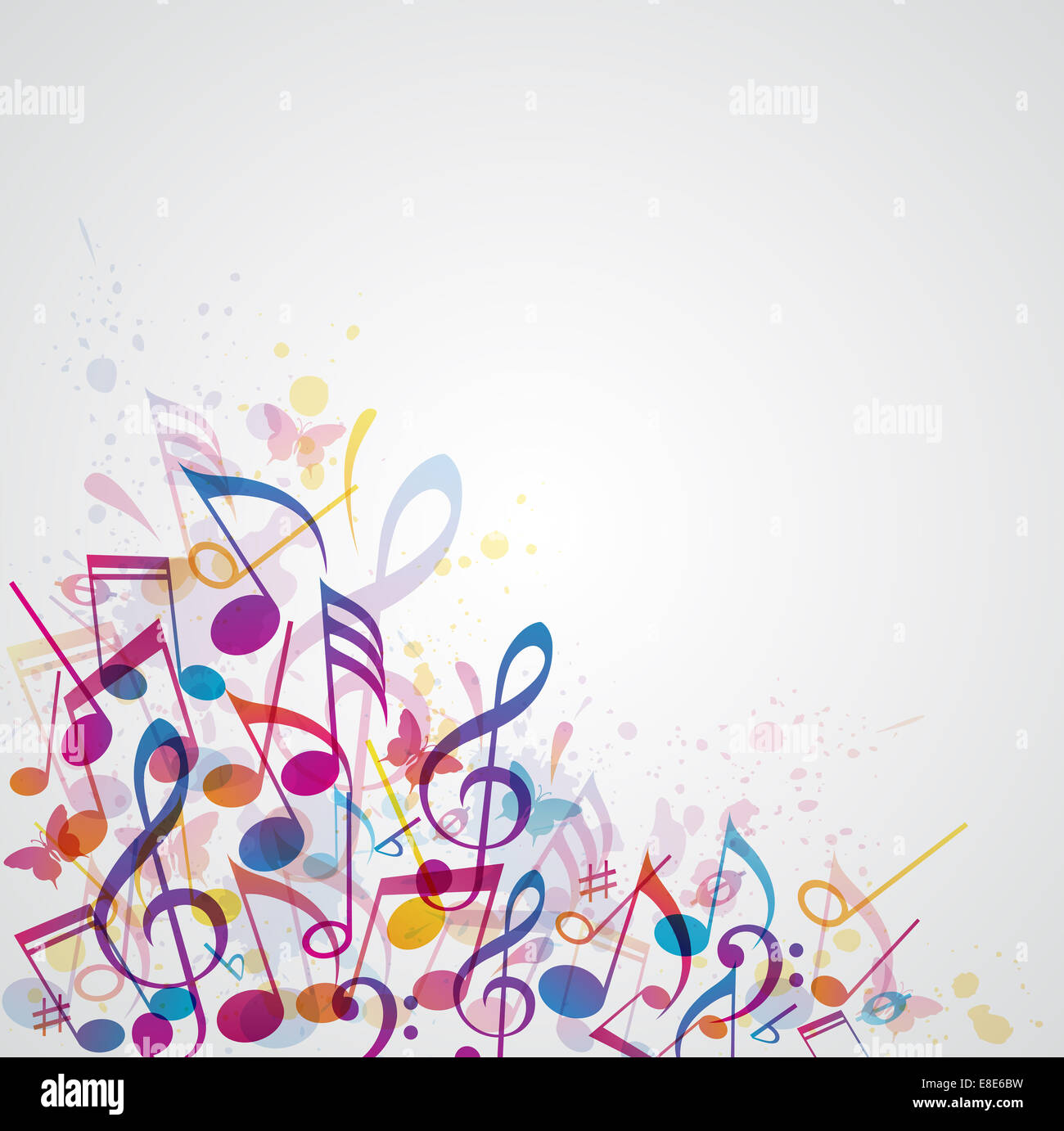 Abstract music background with notes Stock Photo - Alamy