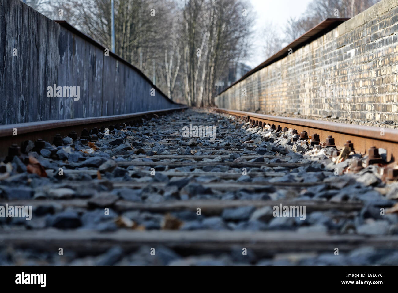 Berlin, Germany, the track bed of the Platform 17 memorial at Grunewald ...