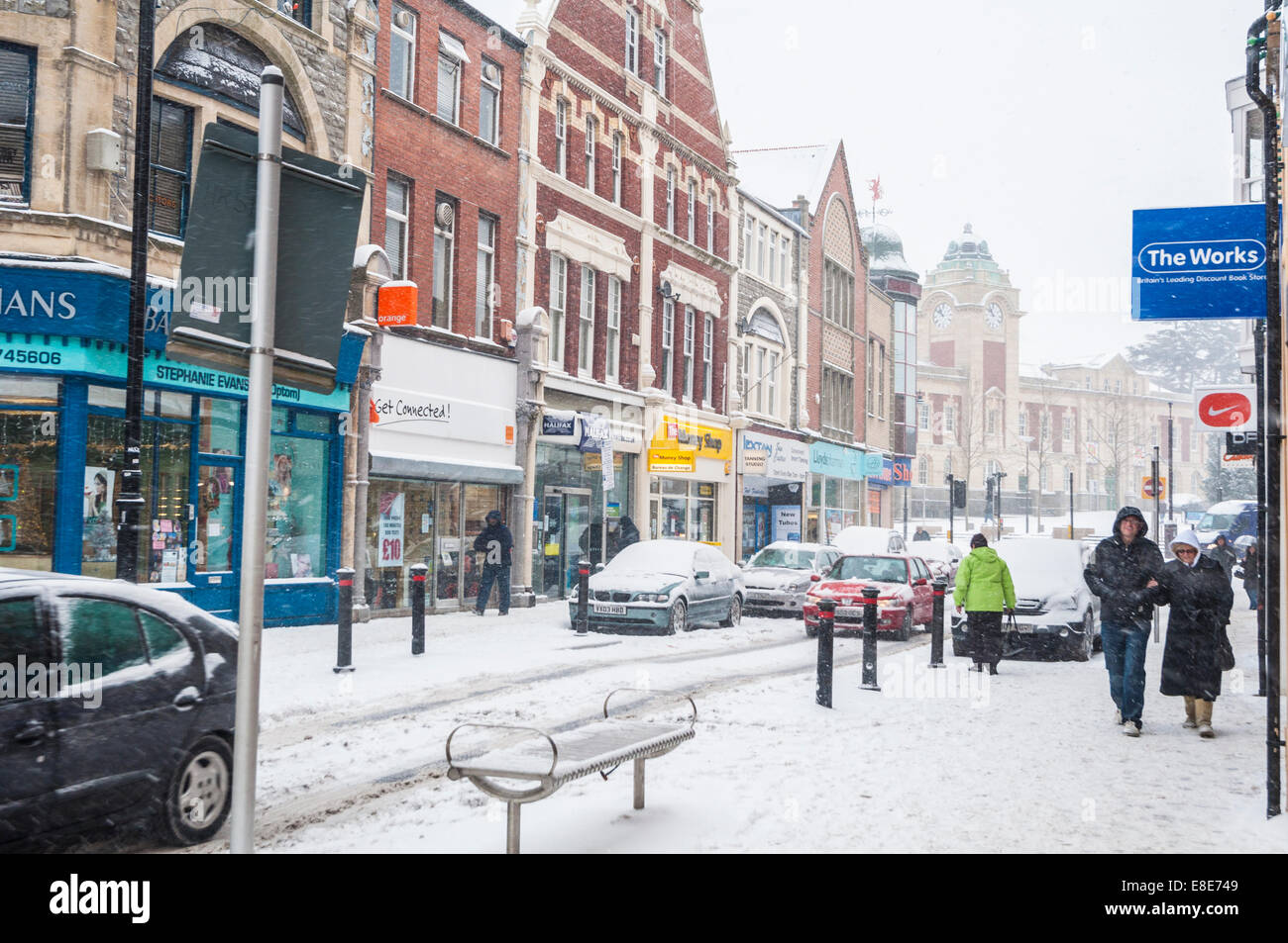 Winter snow blizzard in Barry Town centre 1st January 2012 PHILLIP ...