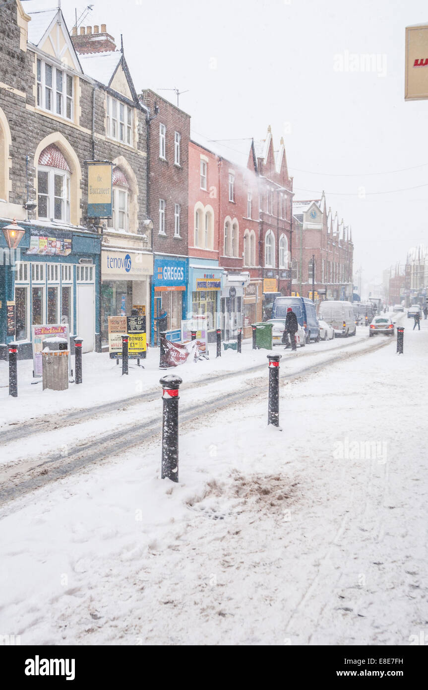 Winter snow blizzard in Barry Town centre 1st January 2012 PHILLIP ...