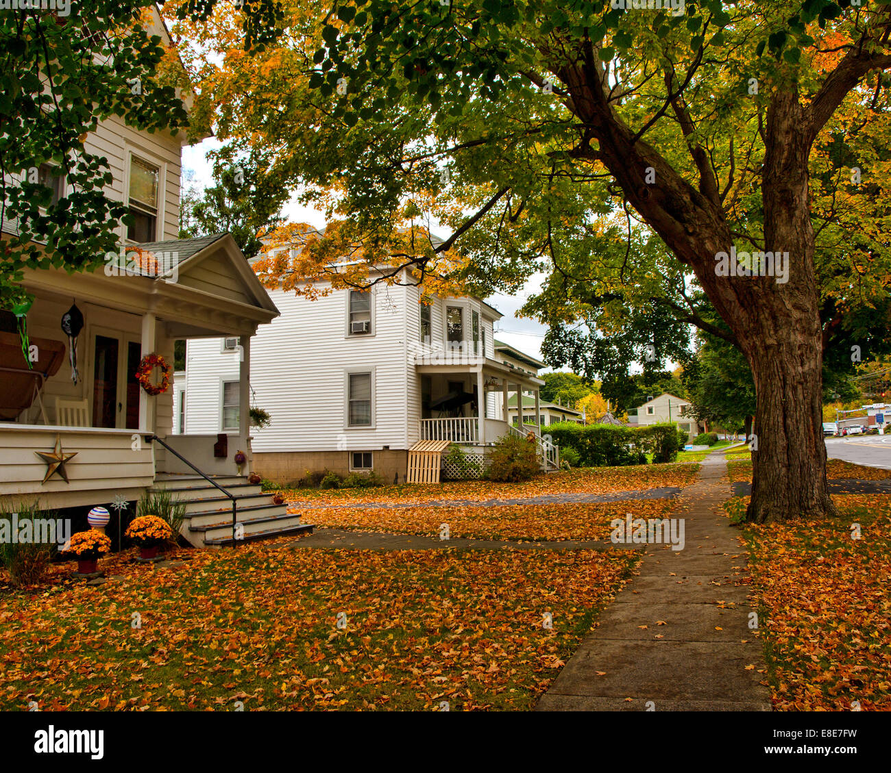 quaint village homes in autumn Stock Photo - Alamy