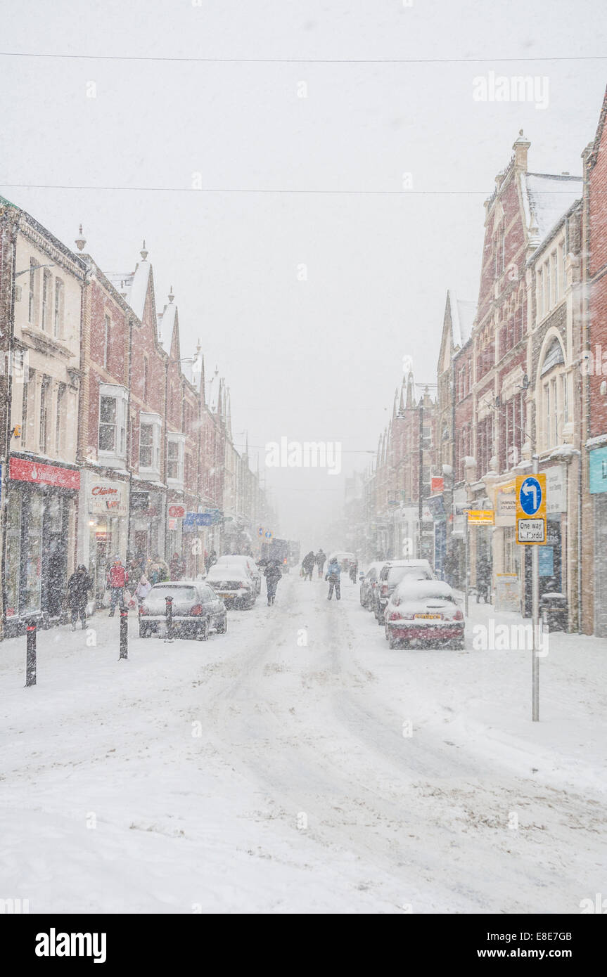 Winter snow blizzard in Barry Town centre 1st January 2012 PHILLIP ...