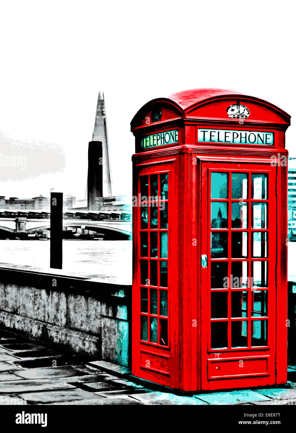 Graphic Image of a Red Telephone Box Stock Photo - Alamy