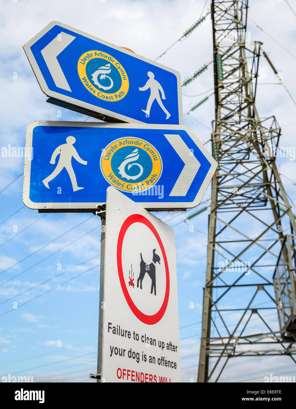 Waymarkers on the new Wales Coast Path around the entire Welsh coast ...